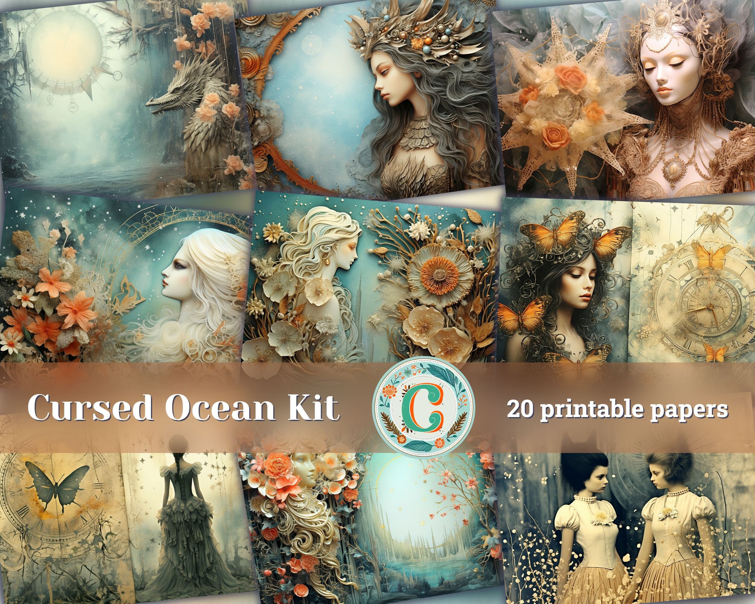 20 Pages of Haunted Underwater Collage Under the Sea - Etsy