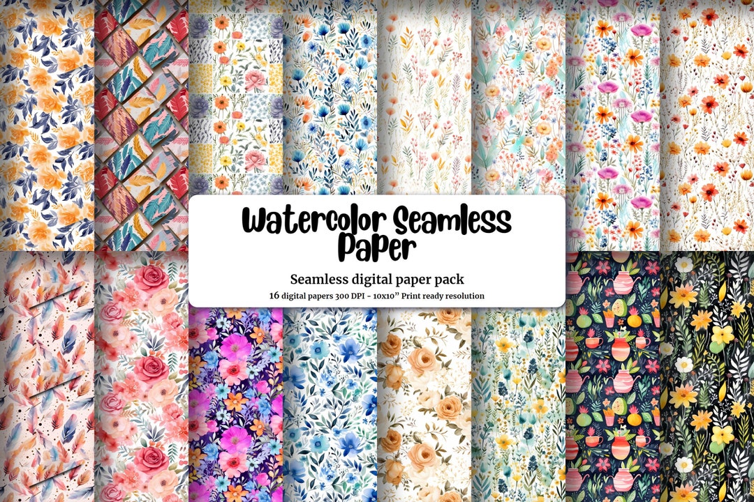 Watercolor Digital Paper With Seamless Texture Illustration Clipart ...