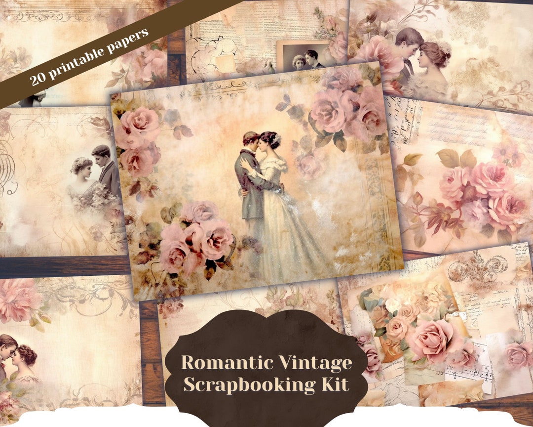 20 Pages of Romance Vintage Background Shabby Chic Ephemera ...