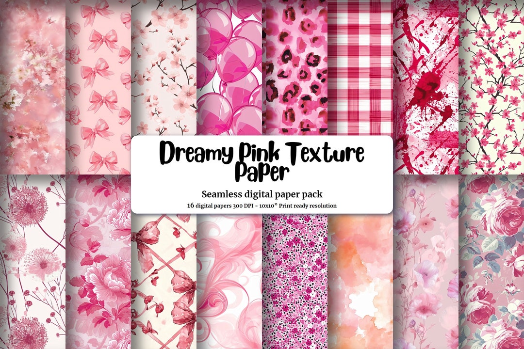 Dreamy Pink Seamless Texture Paper With Cherry Blossoms and Watercolor ...