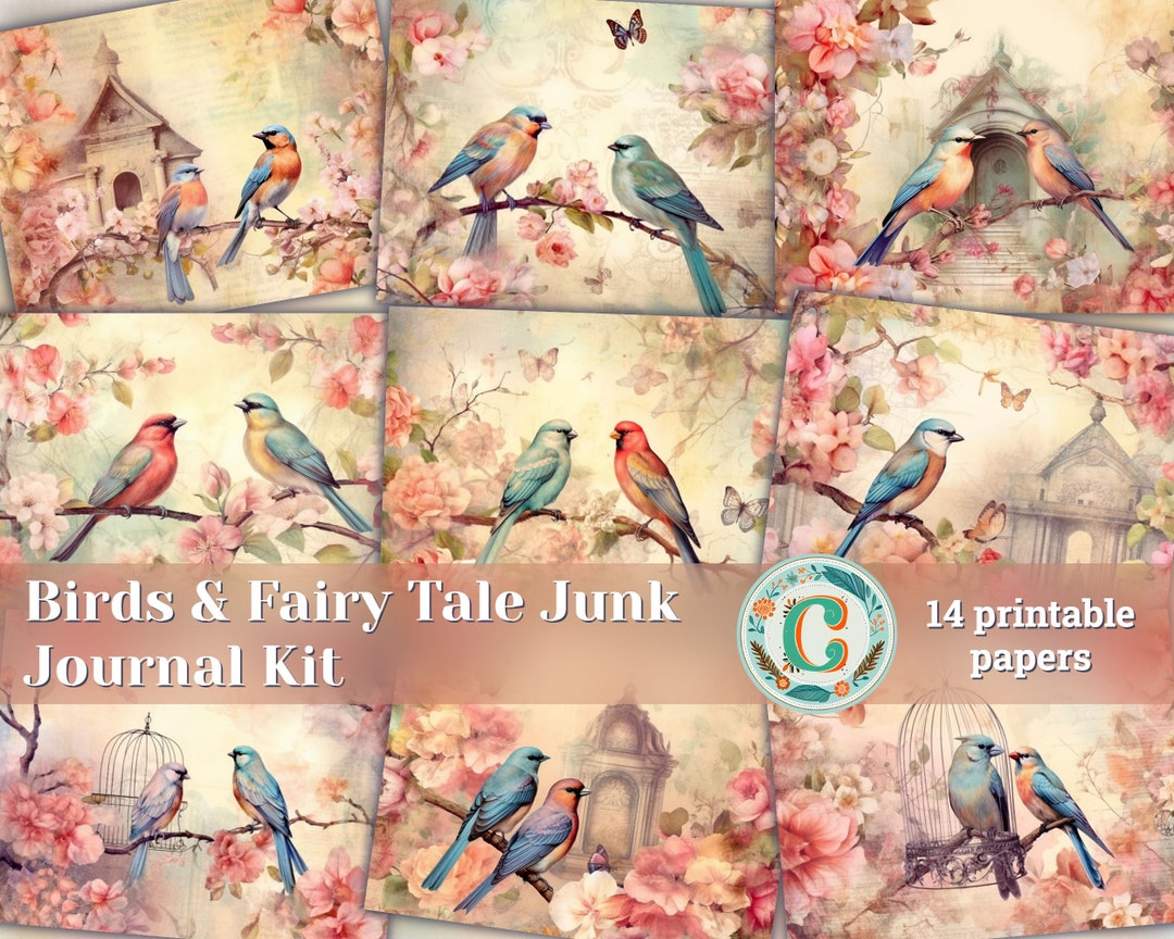 14 Papers Vintage Birds and Fairy Tale Background Pastel - Etsy