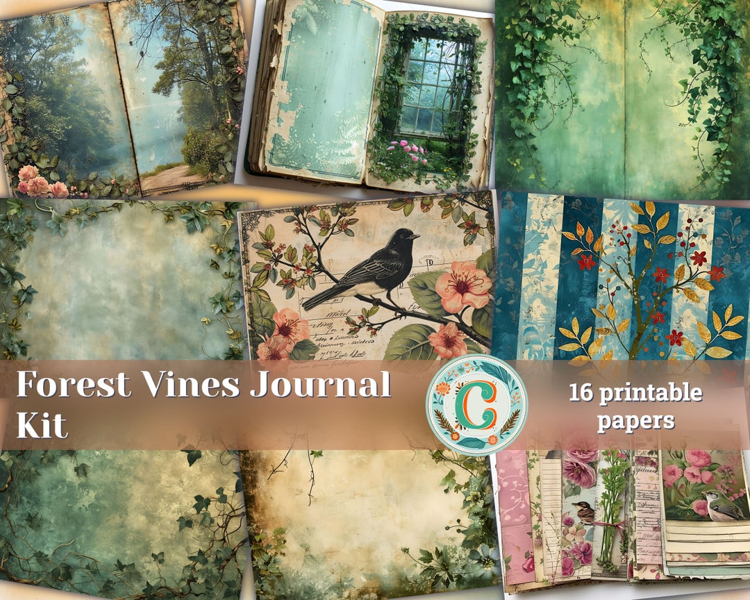 Forest Vines Junk Journal Background Printable Scrapbooking Papers for ...