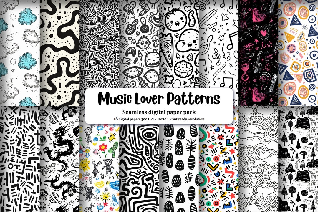 Black and White Seamless Pattern Paper With Intricate Design Elements ...