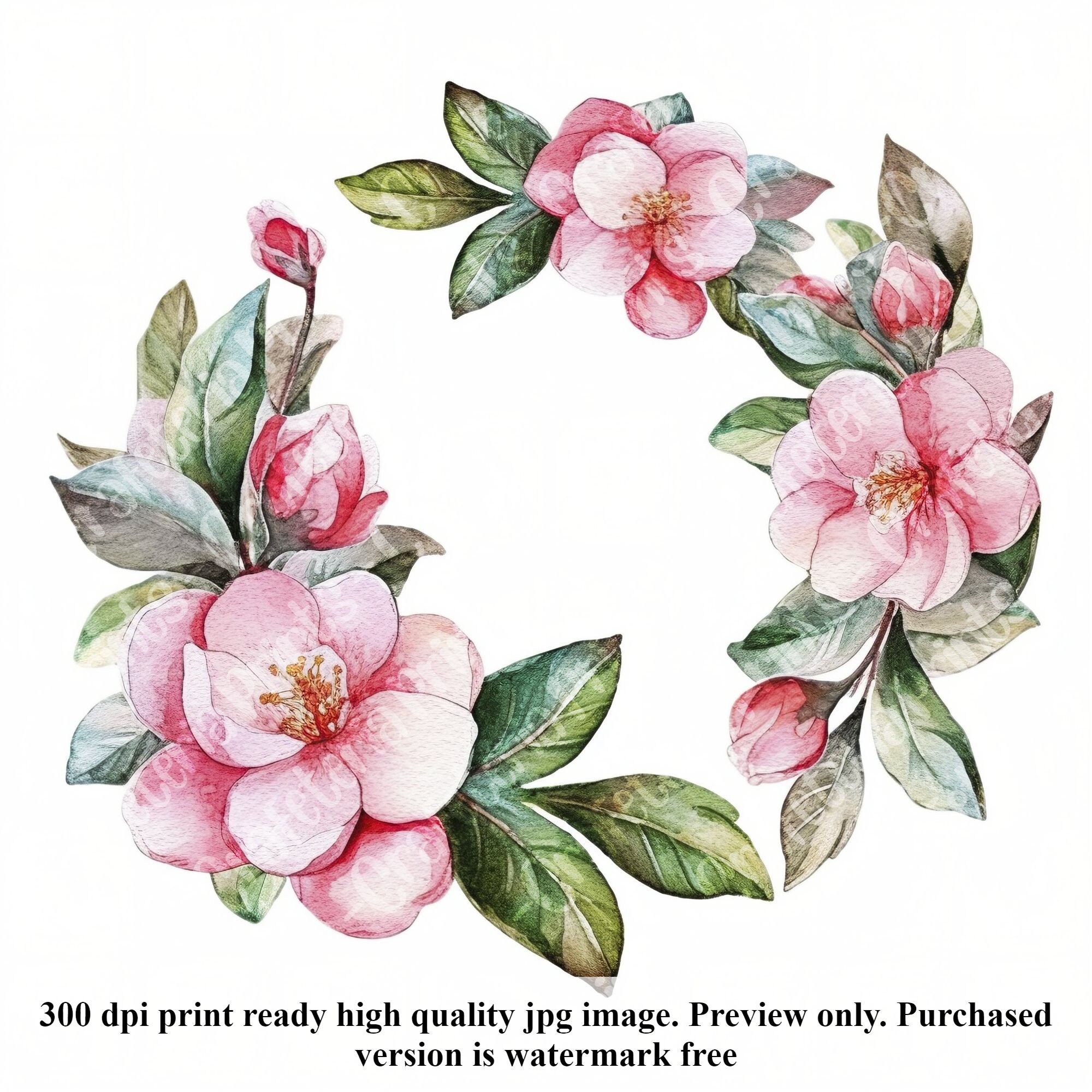 Watercolor Flower Wreaths Clipart 24 JPG Images With - Etsy