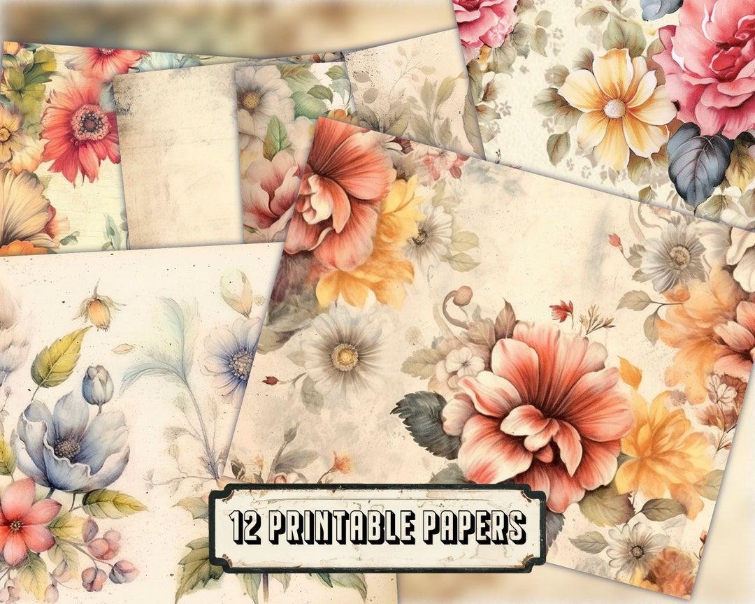 Watercolor Vintage Flowers Digital Clipart Set for Scrapbooking ...