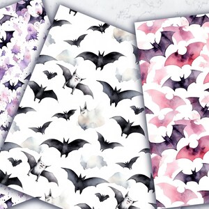 Watercolor Spooky Bat Seamless Texture Digital Pattern Paper, Moody ...