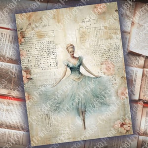 Digital Vintage Lined Papers Set of 12 Ballerina Designs Scrapbooking ...