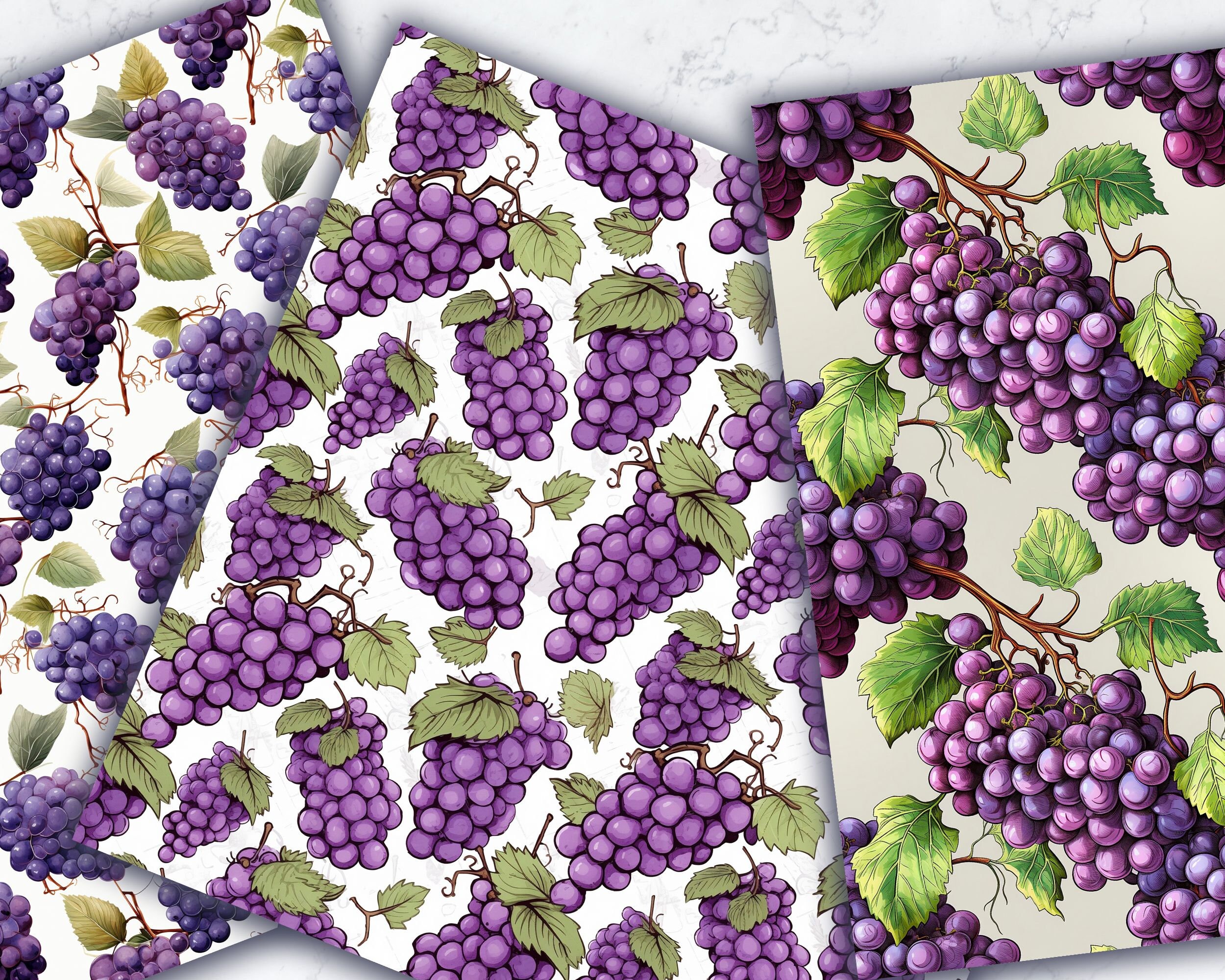 Digital Grape Clipart Doodle Style Watercolor Illustration - Etsy