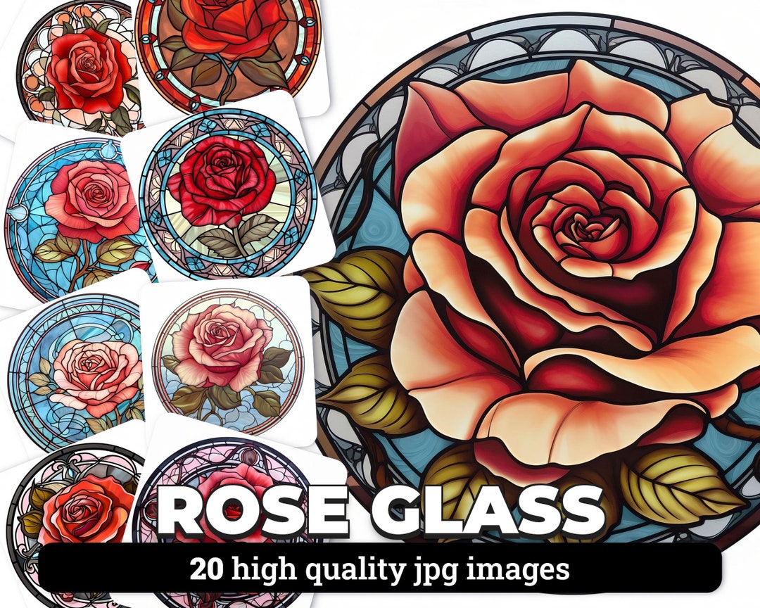 Rose-stained-glass Watercolor Clipart Images With Commercial License ...
