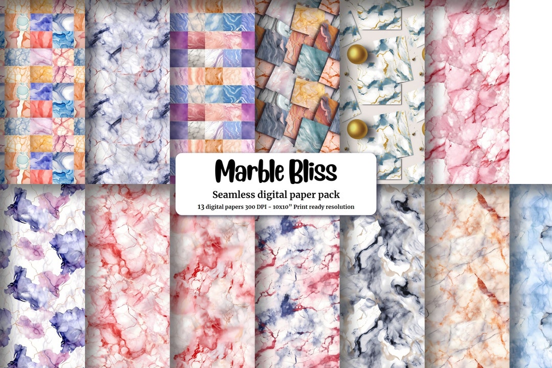Realistic Marble Texture Digital Paper Pack - Seamless Patterns for ...