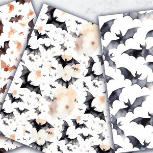 Watercolor Spooky Bat Seamless Texture Digital Pattern Paper, Moody ...