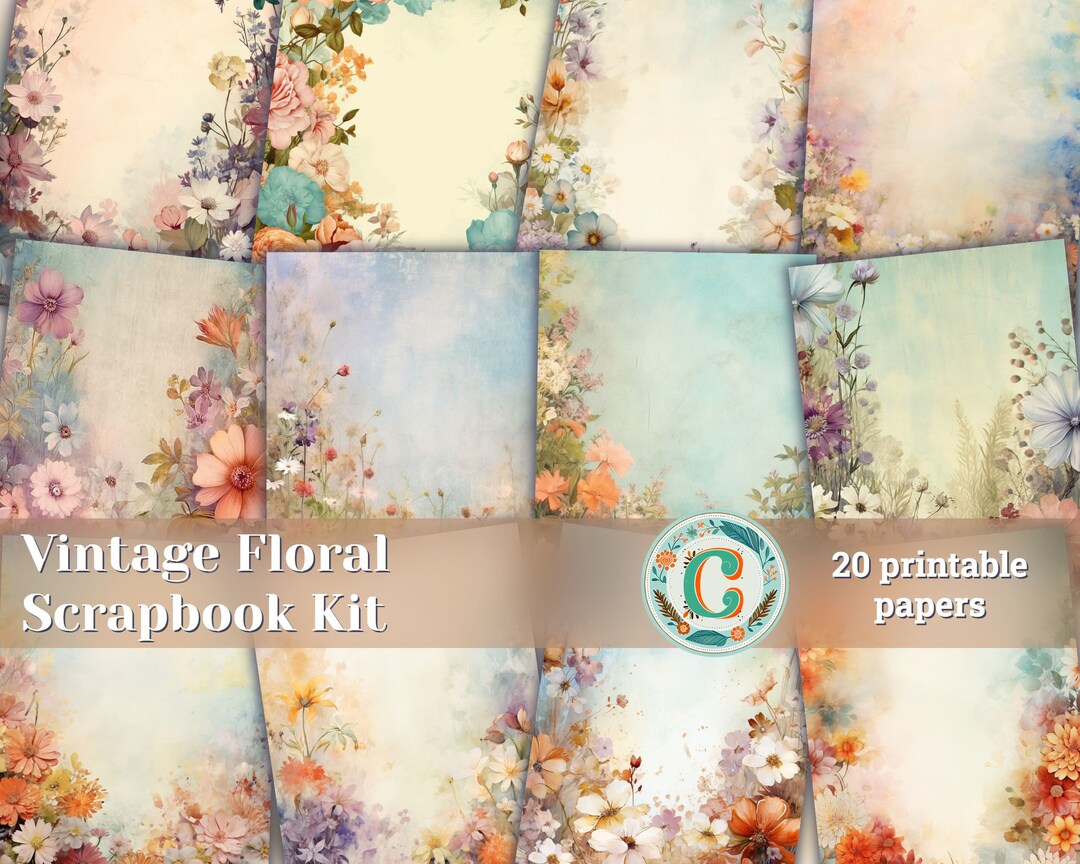 Vintage Writing Paper Scrapbooking Kit With Soft Painted Summer Flowers ...