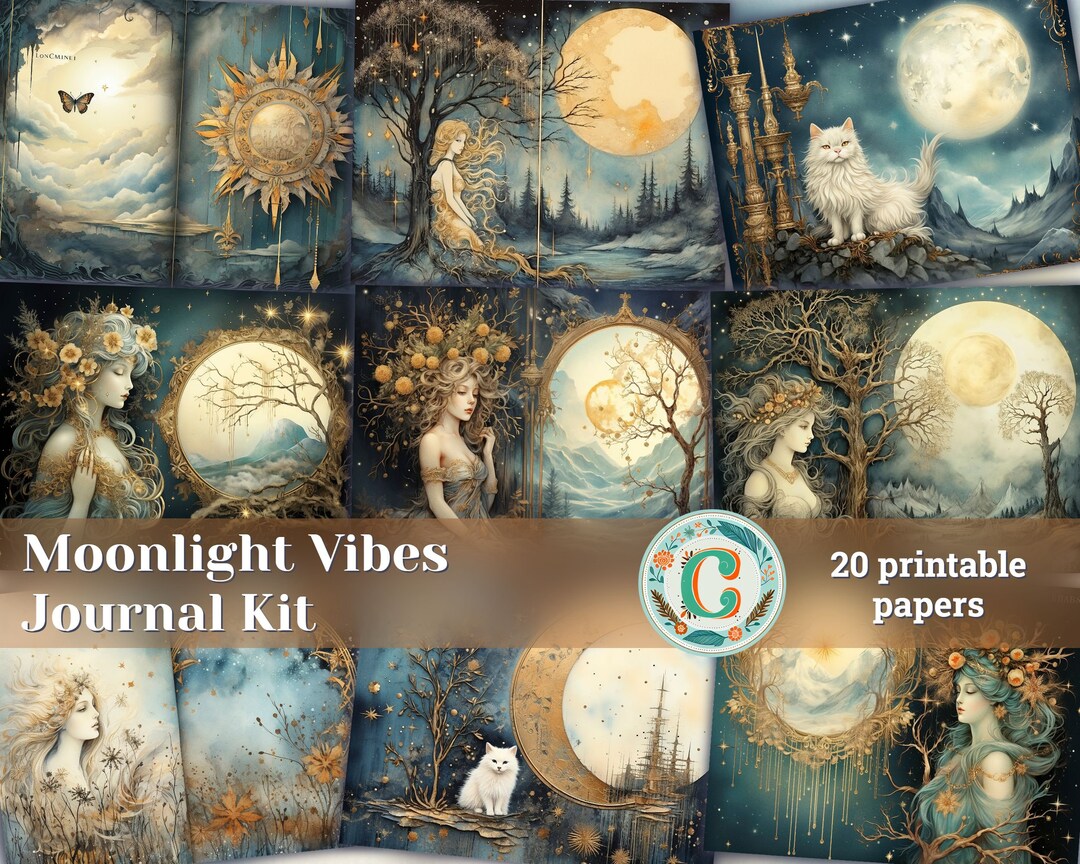 20 Pages of Moonlight Background, Moon and Sun Celestial Vibes, Shabby ...