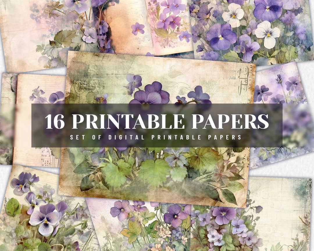 Fairy Tale Watercolor Pastel Violets Flowers Clipart, Junk Journal ...