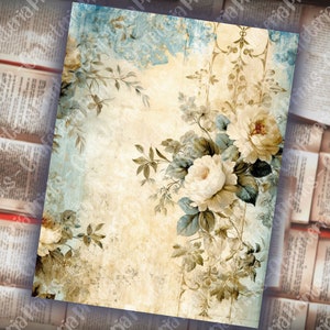 12 Muted Blue Journal Pages, Junk Journal Kit, Basic Papers, Printable ...