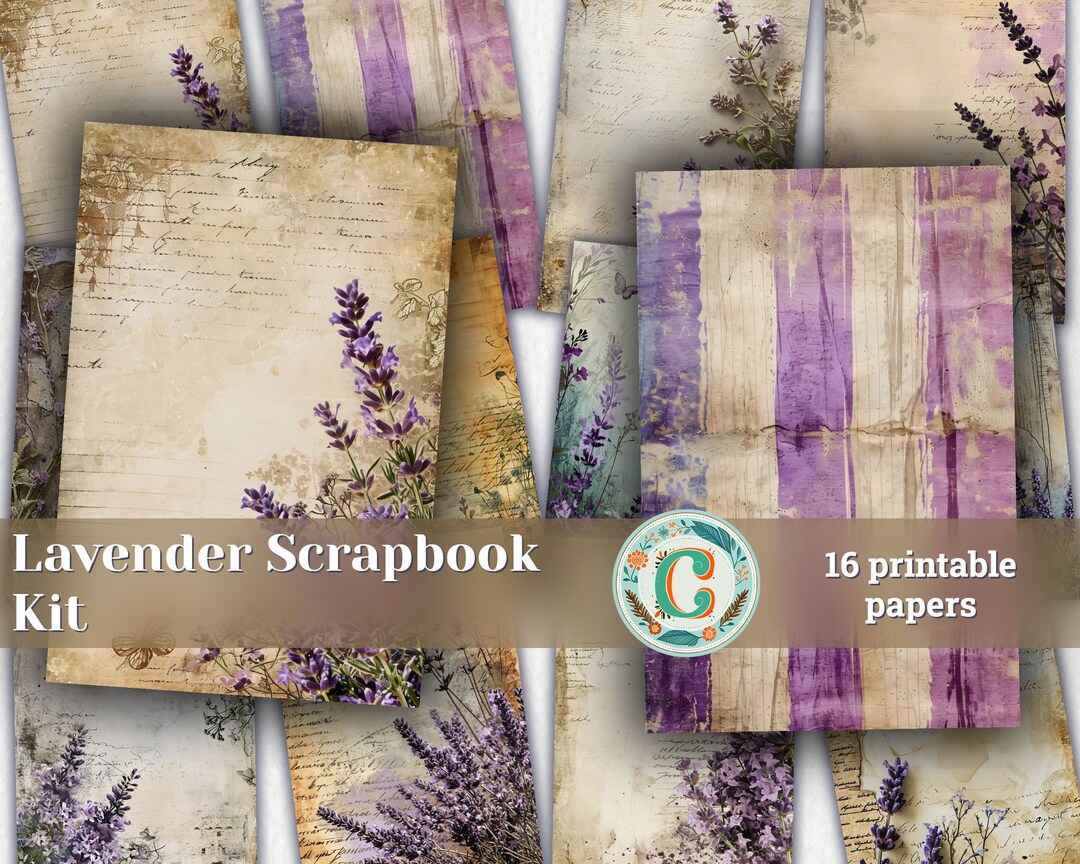Shabby Chic Lavender Scrapbooking Papers With Whimsical Fairytale ...