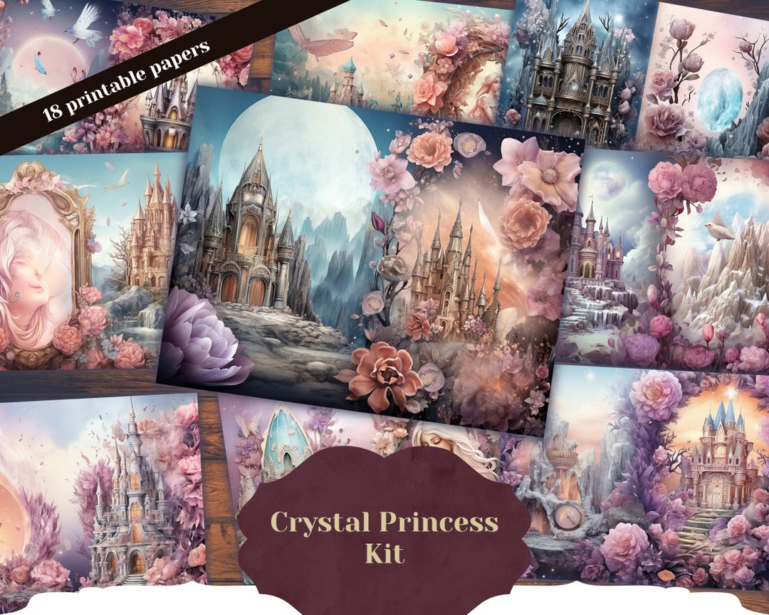 18 Papers | Crystal Princess Fantasy World Scrapbooking Kit, Shabby ...