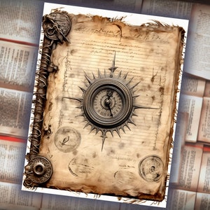 Vintage Scrapbook Wallpaper With Beautiful Compass Pattern Border ...