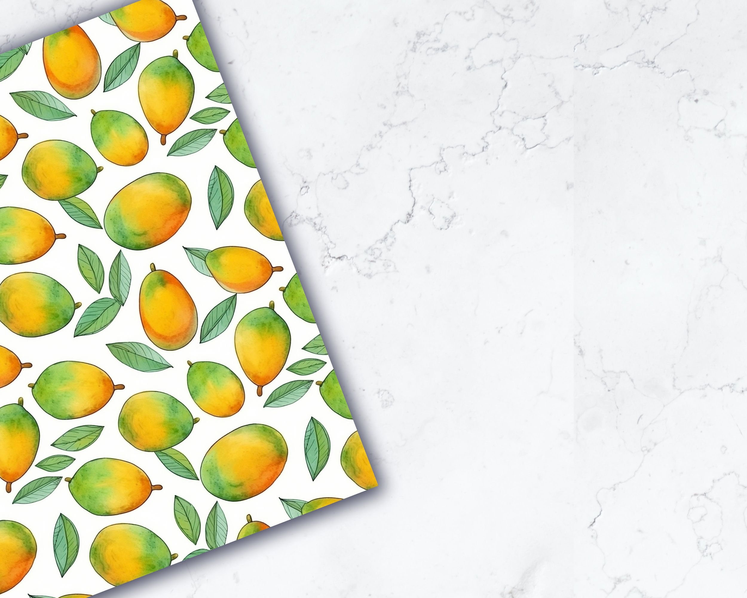 Mango Clipart Digital Pattern Paper With Cute Watercolor - Etsy