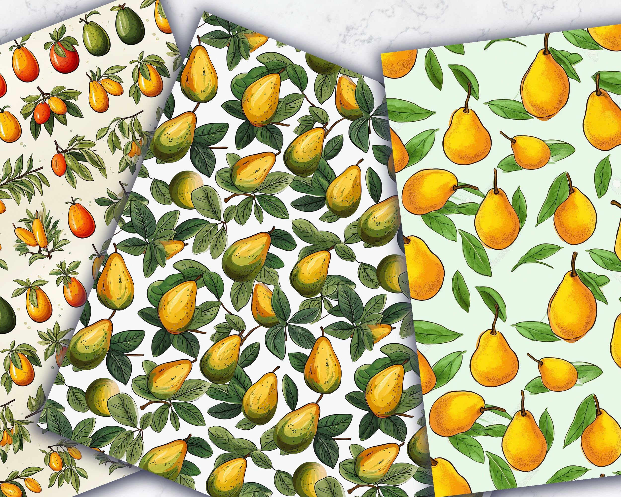 Mango Clipart Digital Pattern Paper With Cute Watercolor - Etsy