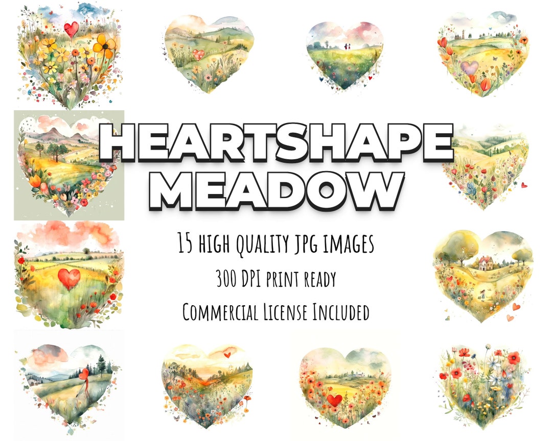 Heartshape Meadow - 15 High Quality JPG Images - Commercial Use Digital ...