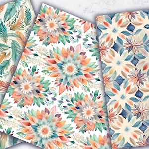 Muted Colored Boho Seamless Pattern, Watercolor Illustration Style ...