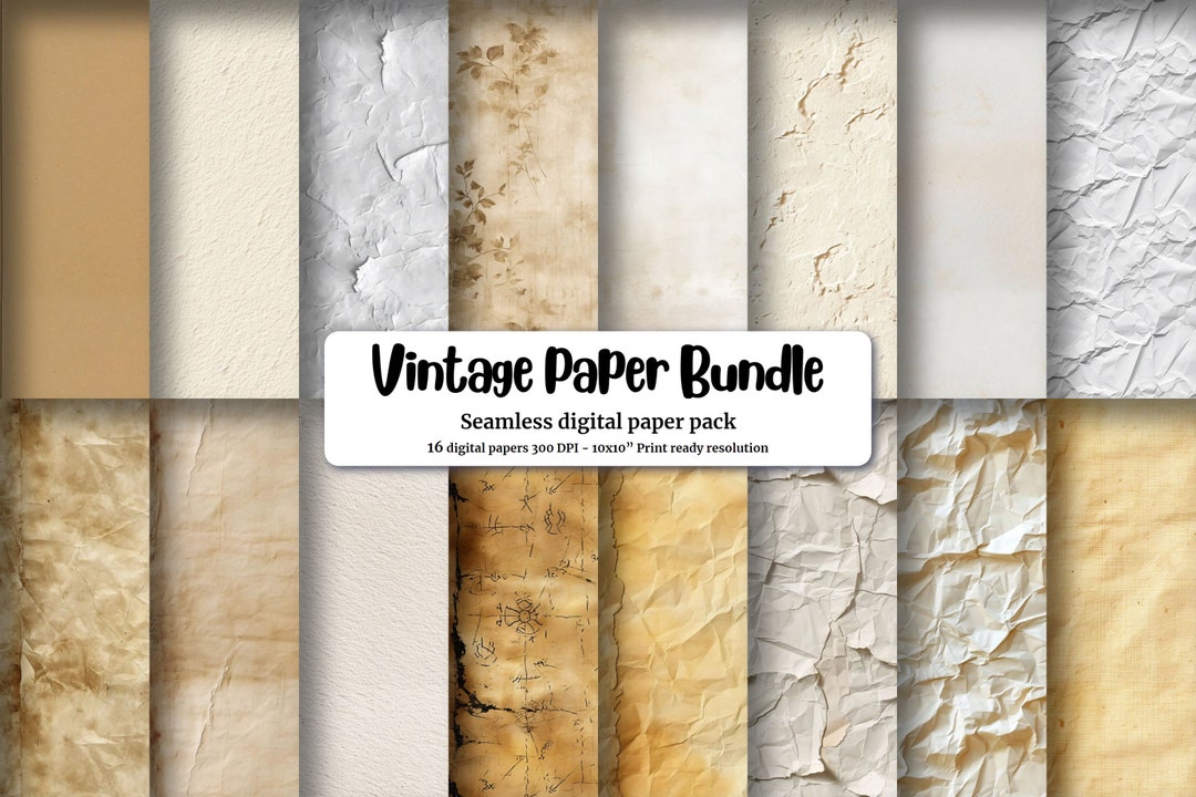 Seamless Texture Digital Paper Bundle With Vintage Parchment, Boho Aged ...