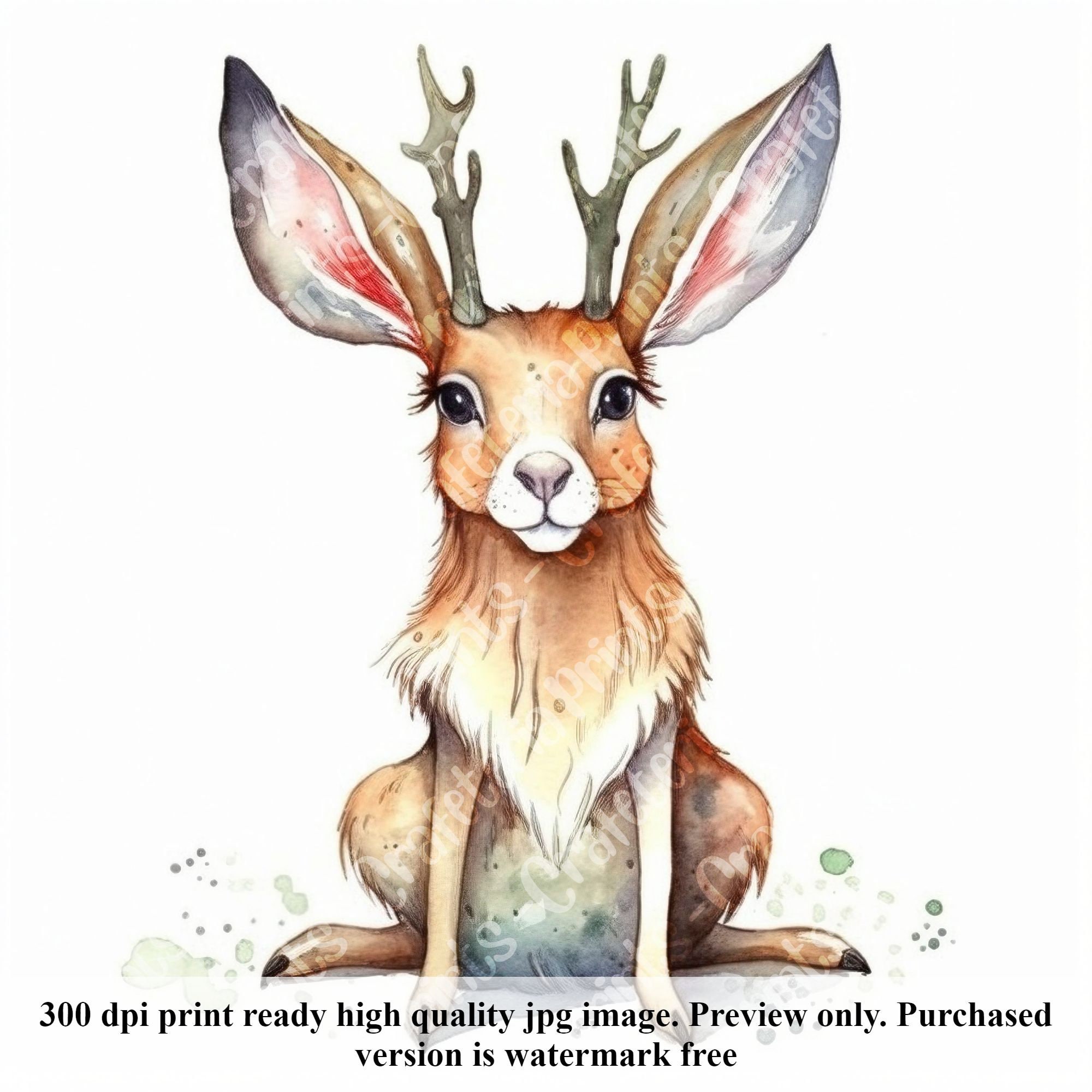 Watercolor Jackalope Clipart Set of 18 JPG Images With - Etsy
