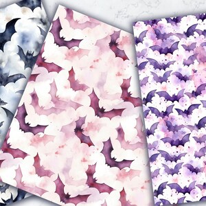 Watercolor Spooky Bat Seamless Texture Digital Pattern Paper, Moody ...