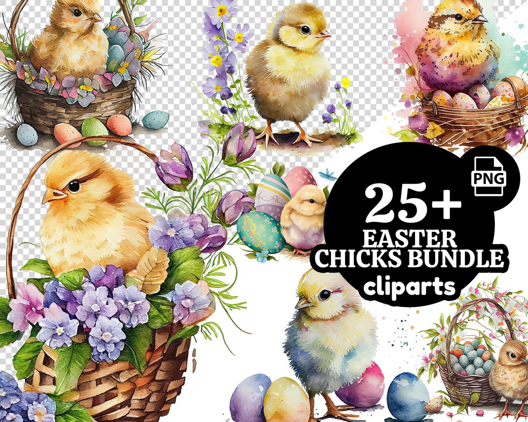 Easter Cute Chicks Clipart Bundle | Baby Chickens, Easter Eggs ...