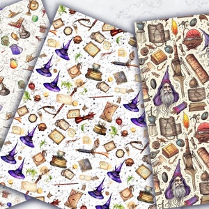 Magical Wizard Pattern Digital Paper, Seamless Texture for Wizard Junk ...
