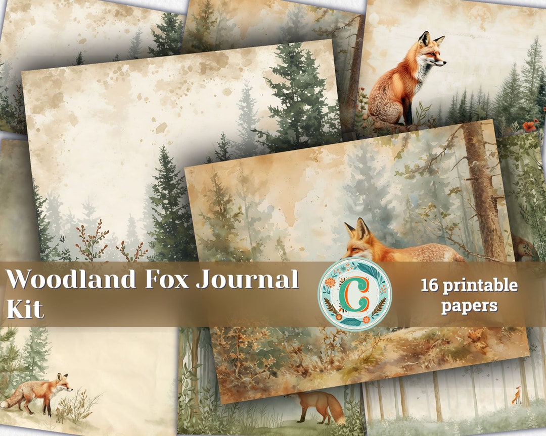 Woodland Fox Scrapbooking Kit - Printable Pages for Junk Journals and ...