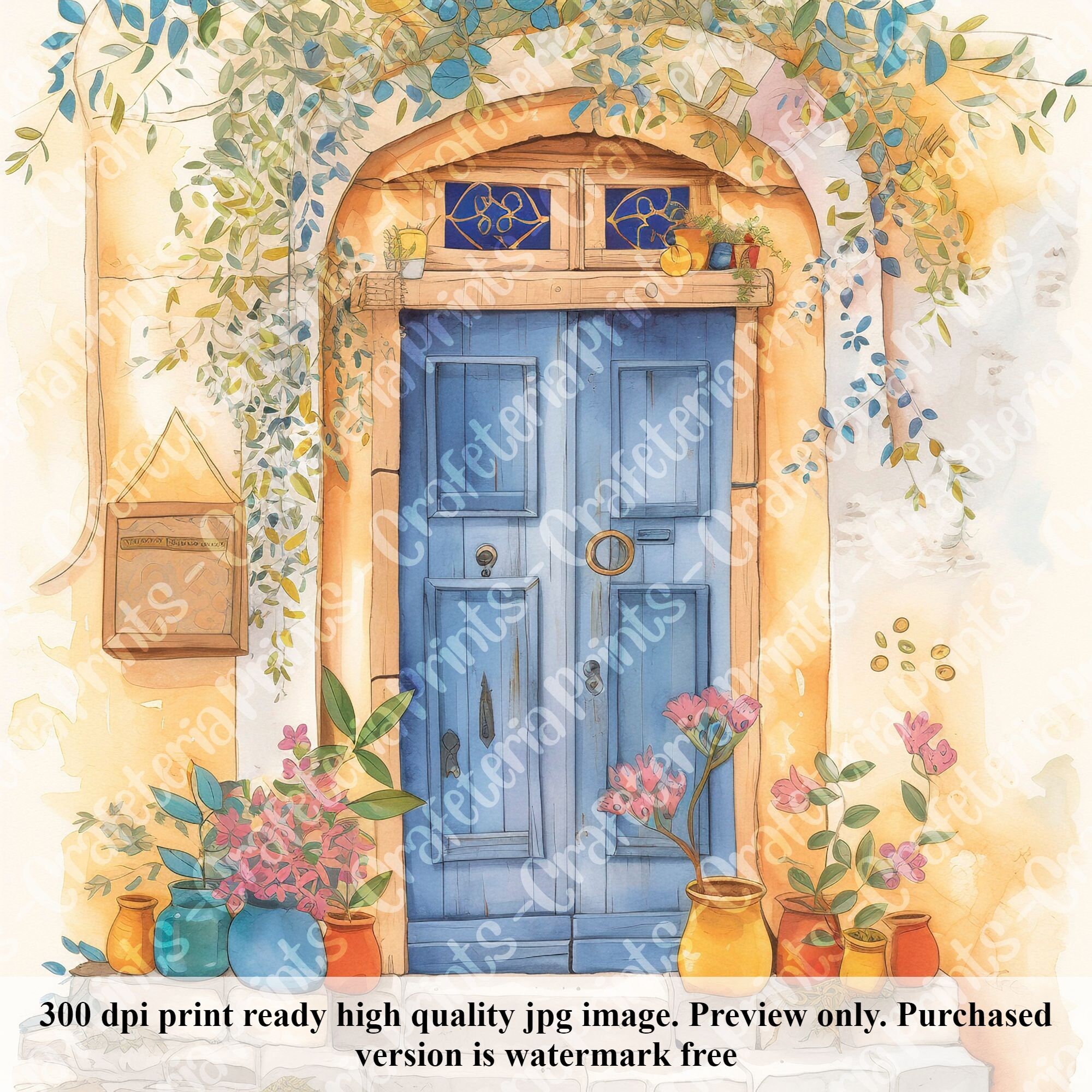 Watercolor Greece Doors Clipart With Commercial License 16 - Etsy