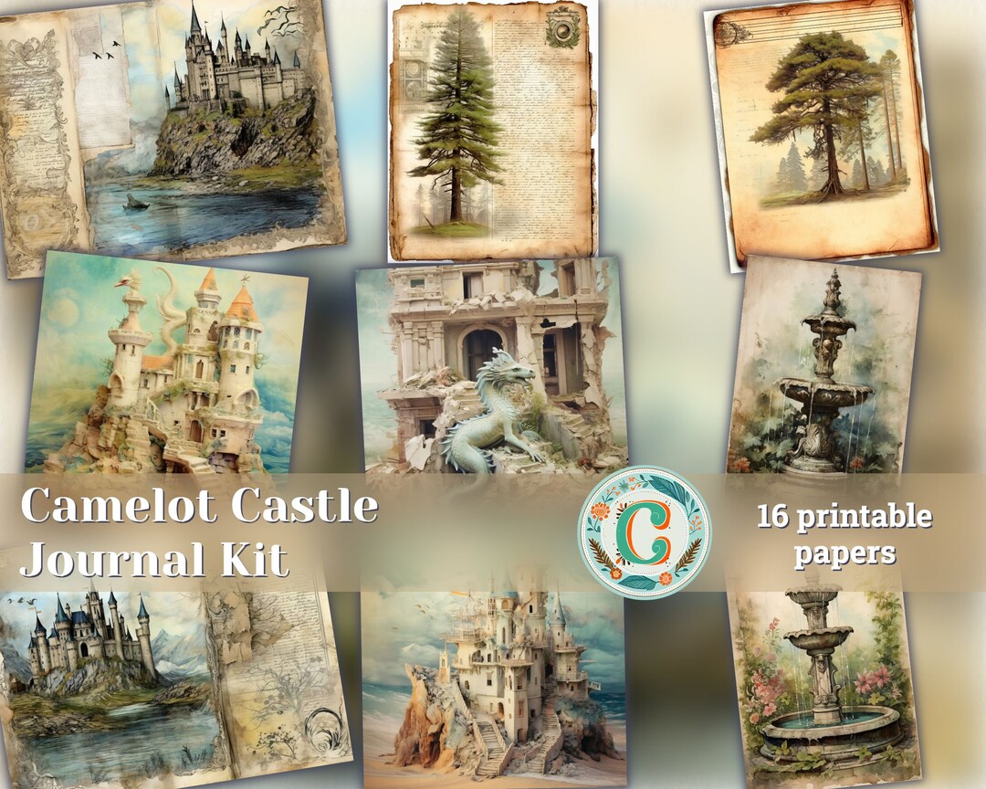 Vintage Camelot Castle Junk Journal Kit Papeles de álbum de recortes ...