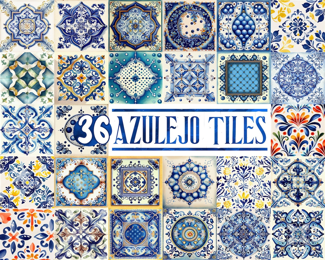 Blue Tiles Azulejo Tiles Portugal Porto Tiles Watercolor Clipart ...