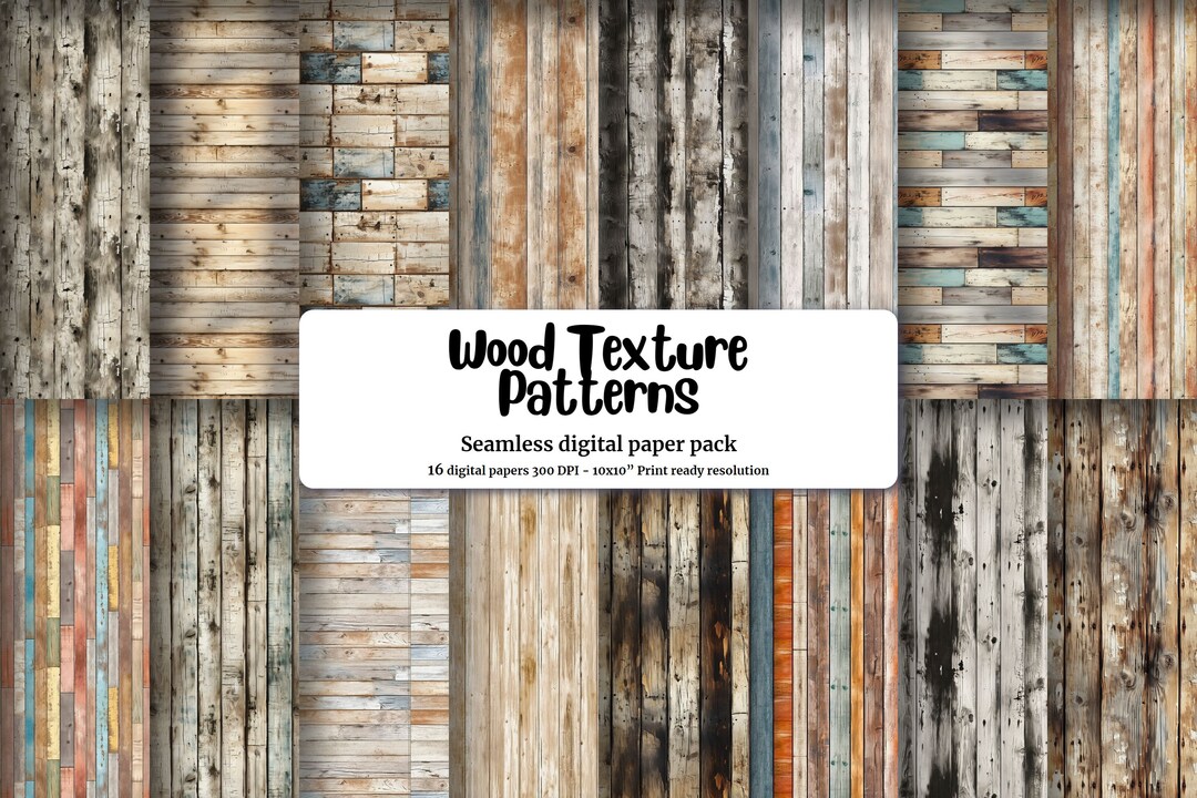 Rustic Wood Texture Seamless Patterns for Crafts & Designs, Shabby Chic ...