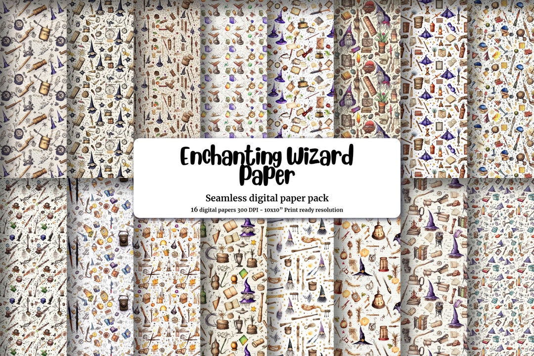 Magical Wizard Pattern Digital Paper, Seamless Texture for Wizard Junk ...