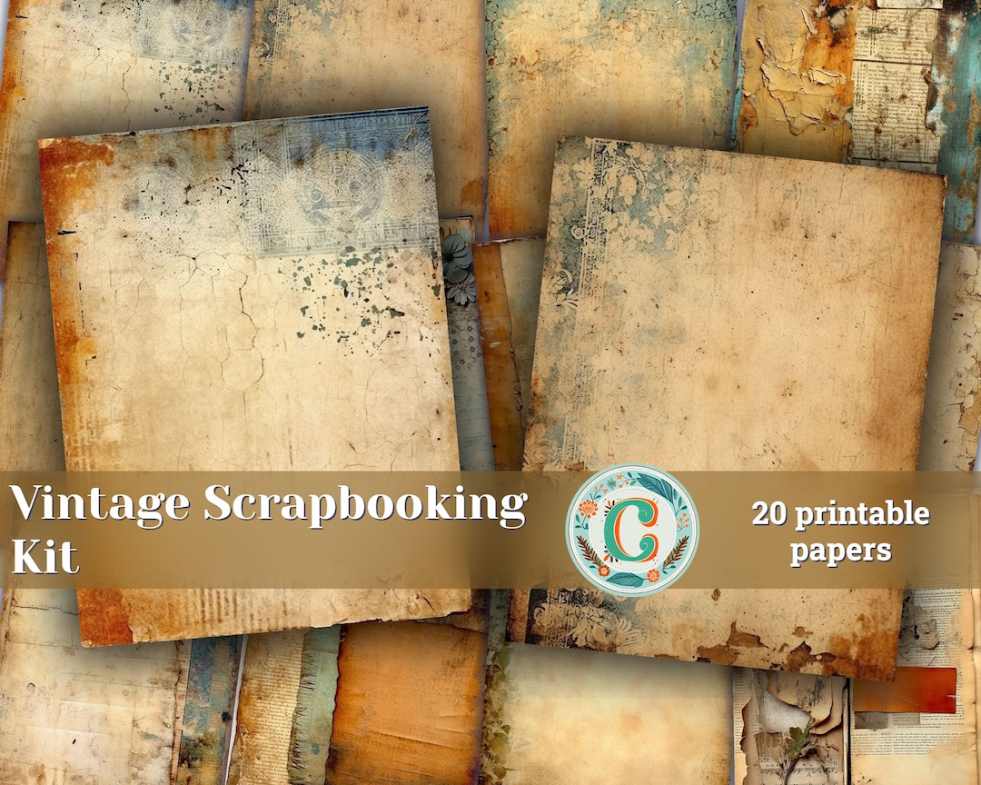 20 Papers | Vintage Scrapbooking Paper Collection, Shabby Chic Junk ...