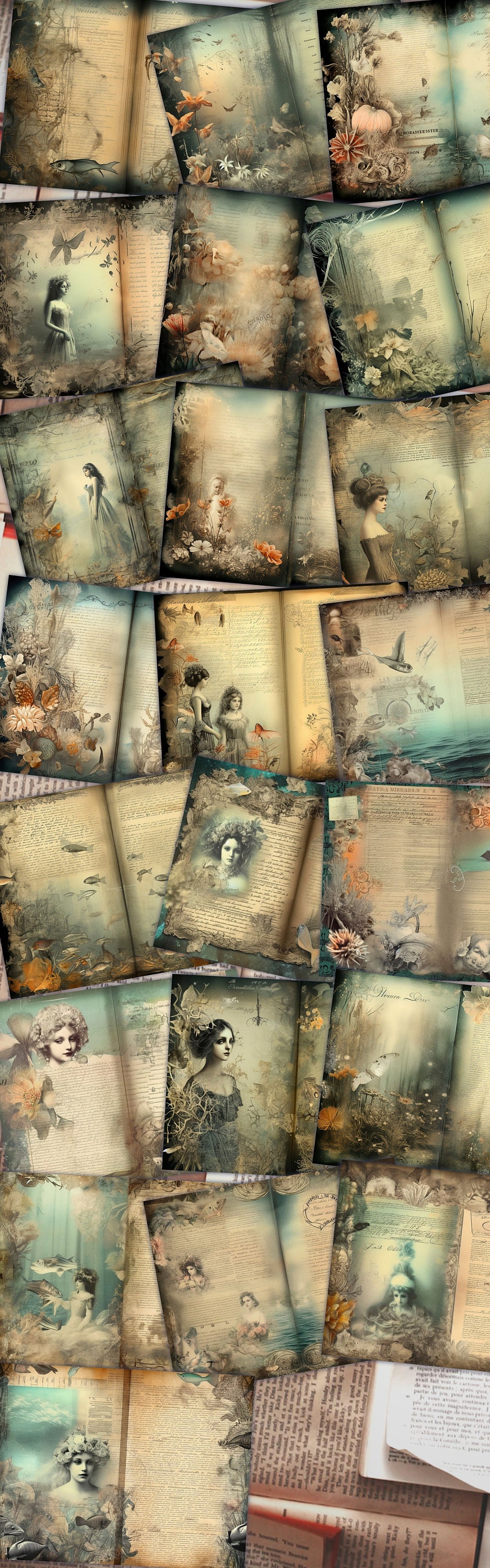 22 Pages of Cursed Ocean Haunted Underwater Collage Under the - Etsy