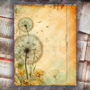 Digital Vintage Dandelions Lined Papers | Scrapbooking, Invitations ...