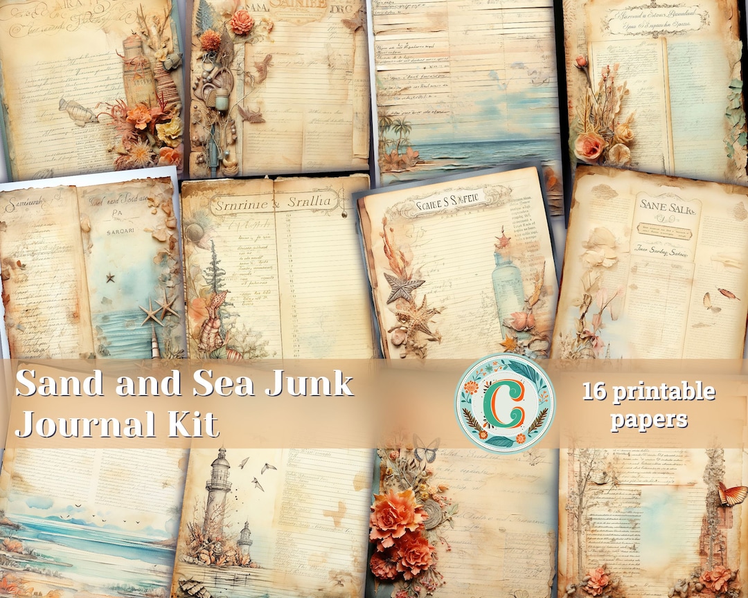 16 Papers | Sand and Sea Themed Junk Journal Kit With Intricate Details ...