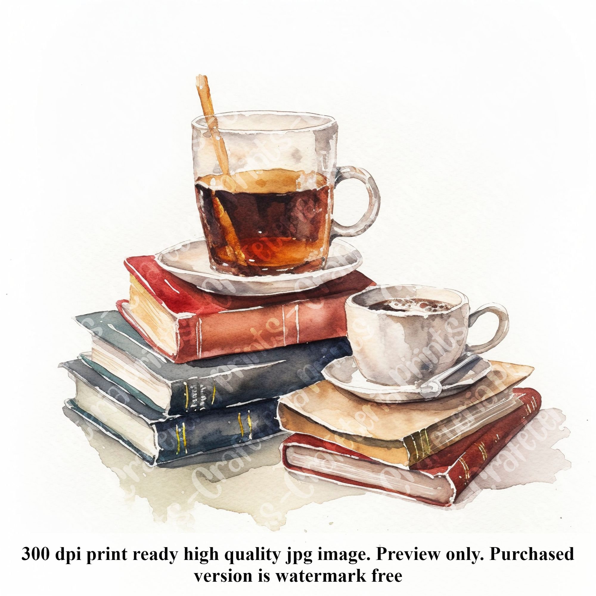 Cozy Books With Tea Watercolor Clipart: 24 JPG Images With - Etsy