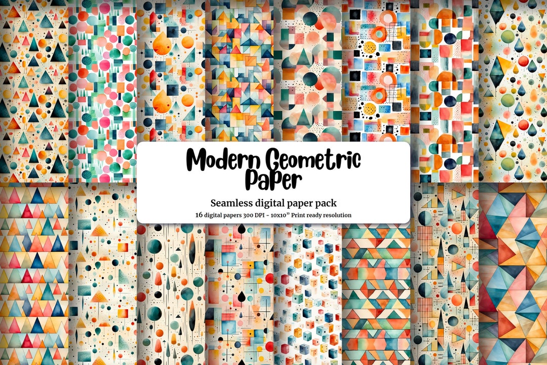 Geometric Shapes Digital Paper Seamless Patterns for - Etsy