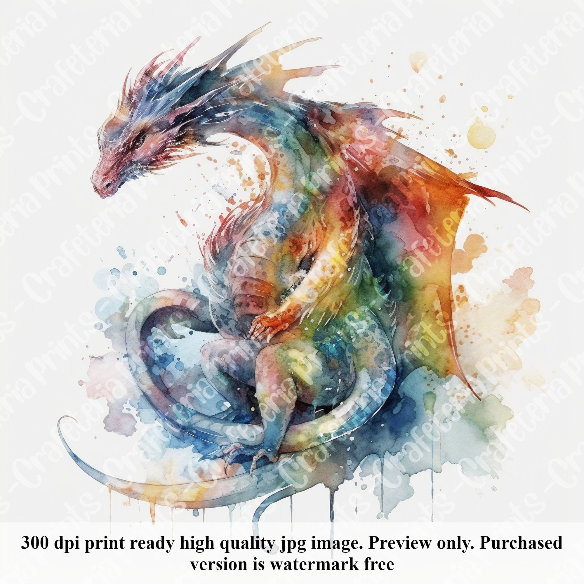 Fantasy Dragon Watercolor Clipart With Commercial License 21 - Etsy