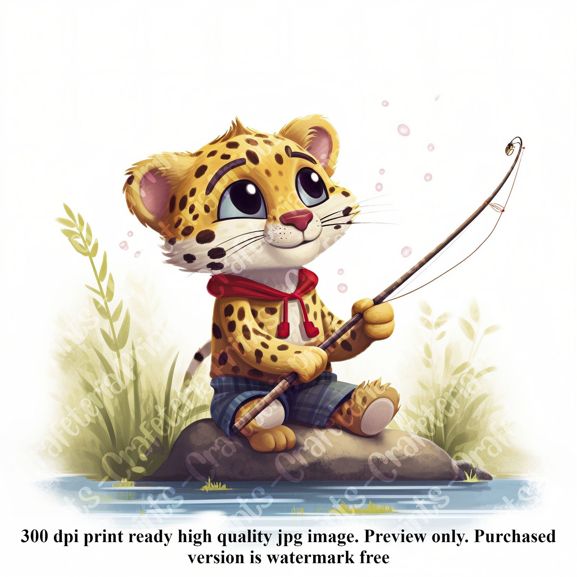 Cute Fishing Watercolor Clipart Set With 16 JPG Images and - Etsy