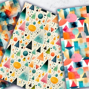 Geometric Shapes Digital Paper Pack - Seamless Pattern Collection for ...