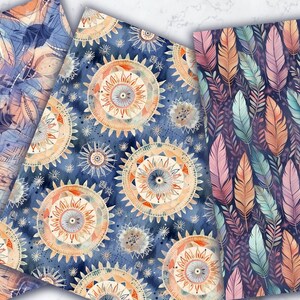 Muted Colored Boho Seamless Pattern, Watercolor Illustration Style ...