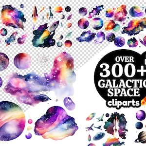 Watercolor Clipart Bundle Galactic Space Space Galaxy Collection ...