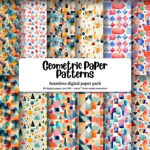 Geometric Shapes Digital Paper Pack - Seamless Pattern Collection for ...