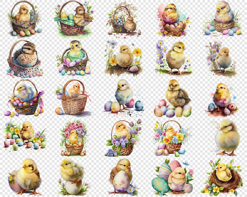 Easter Cute Chicks Clipart Bundle Baby Chickens Easter - Etsy